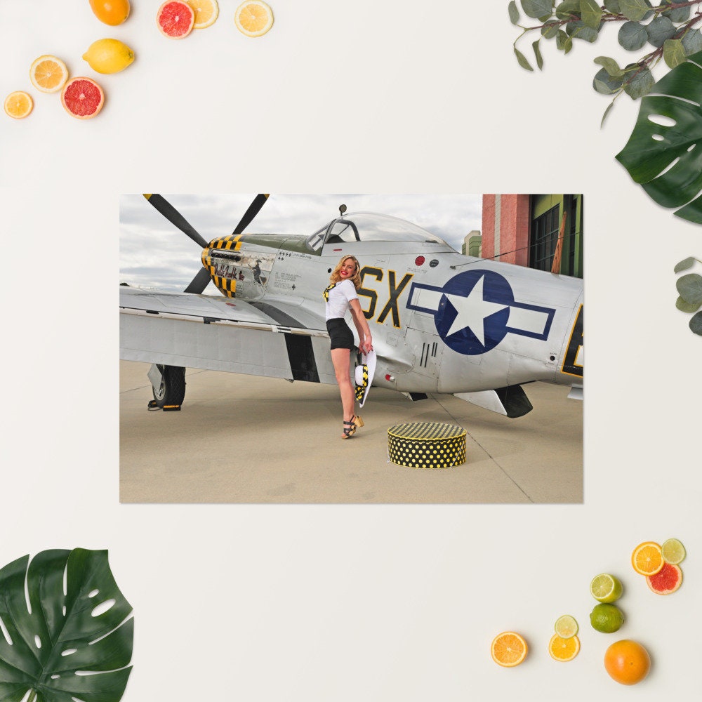 Classic Pinup Aviation Poster P-51 Mustang Vintage Aircraft - Etsy