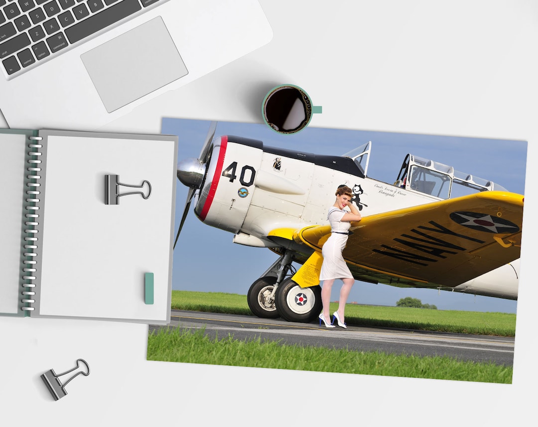 WWII Navy SNJ Photo Print | High Quality Aviation Pinup Wall Art Print ...