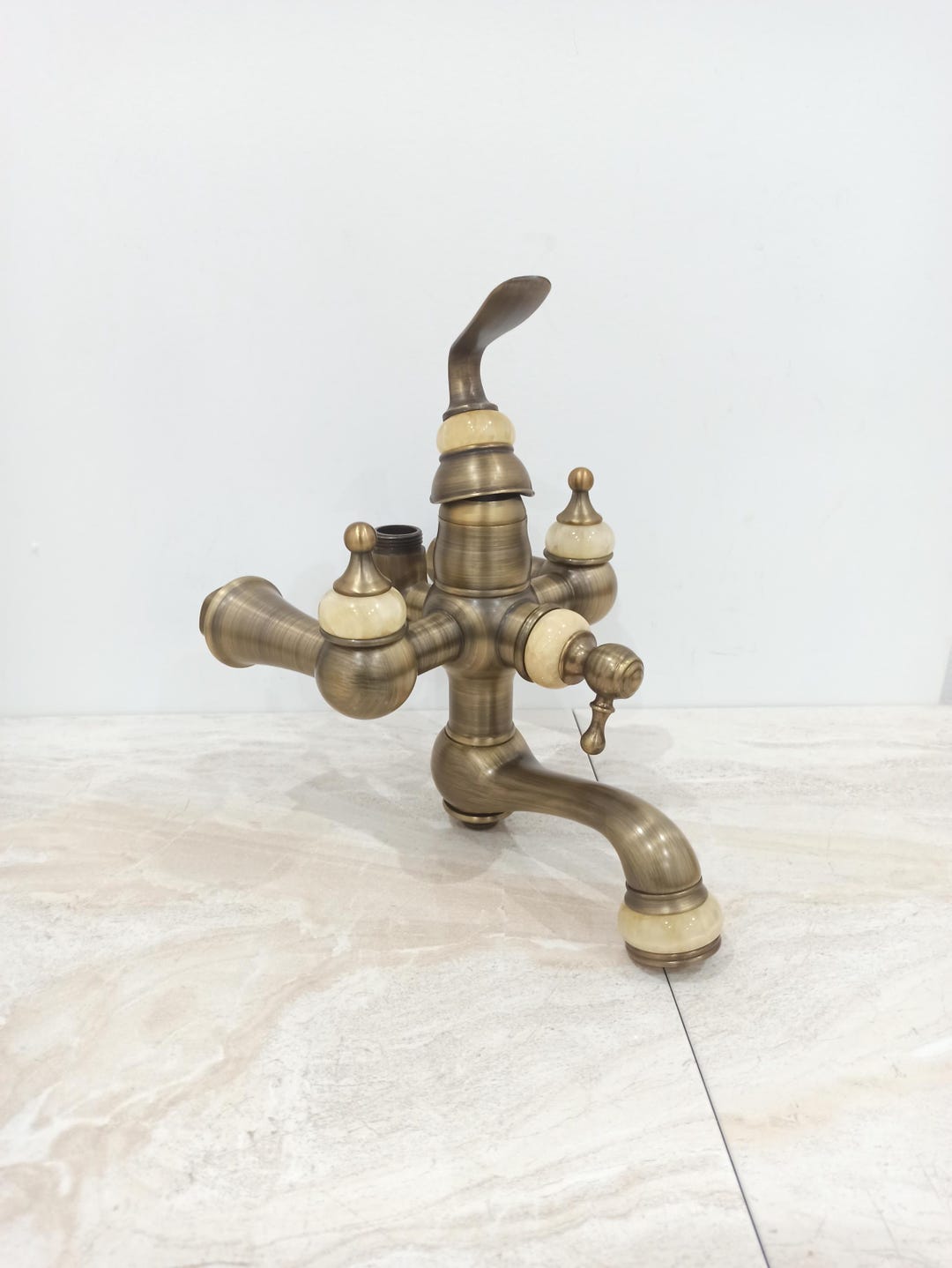Retro Antique Vintage Luxury Solid Brass Taps With Shower Marble Copper ...