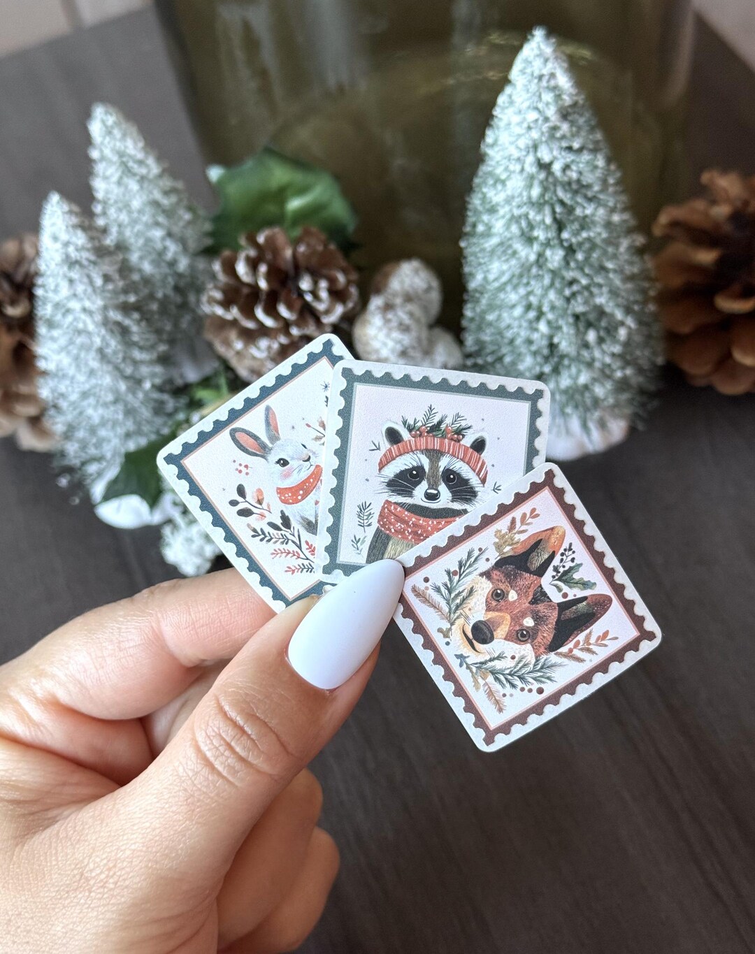 Scandinavian Christmas Animal Stickers | 24 Holiday Planner Stamps - Etsy