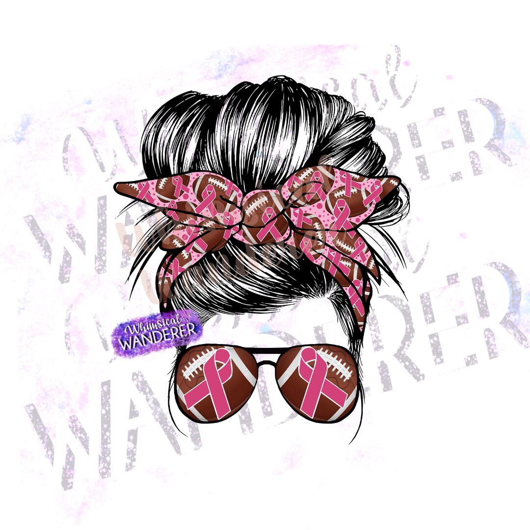 Pink Football Messy Bun Design | Pink Out Design | Football Sublimation ...