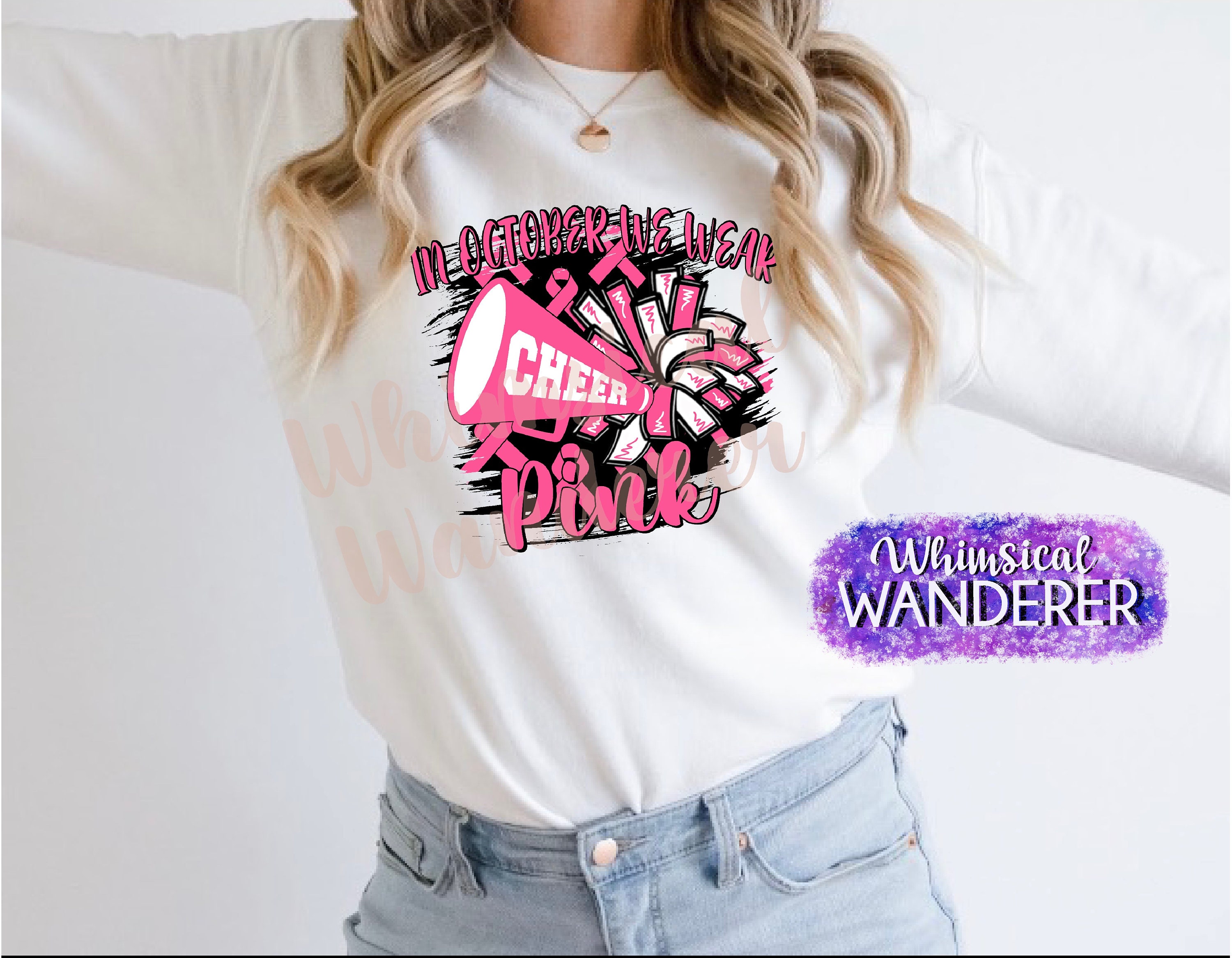 In October We Wear Pink Shirt Design | Cheer Pink Out Design | Cheer ...