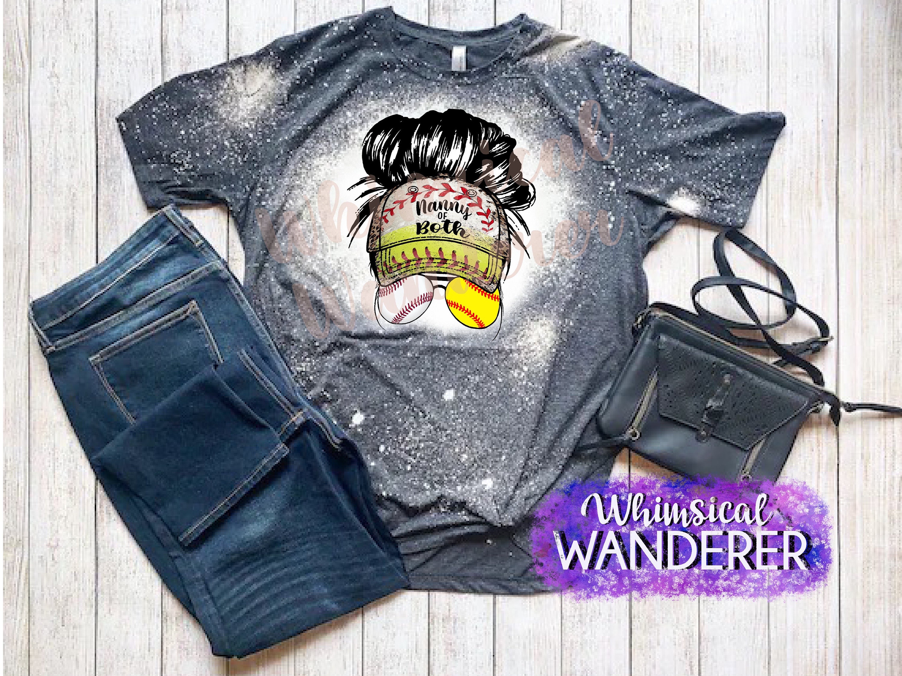 Nanny of Both Baseball Softball Sublimation | Messy Bun Baseball ...