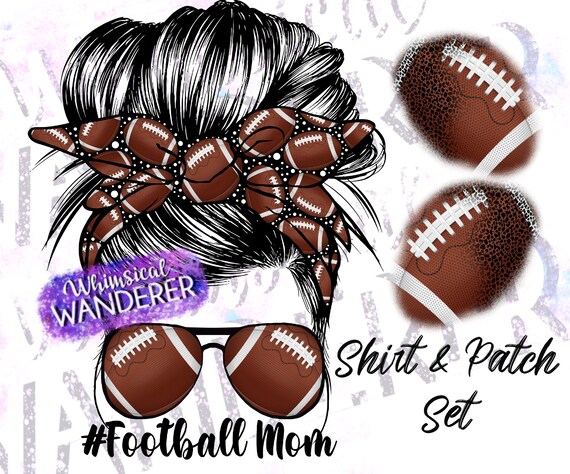 Football Mom Bundle Football Messy Bun & Patch Set Bun | Etsy