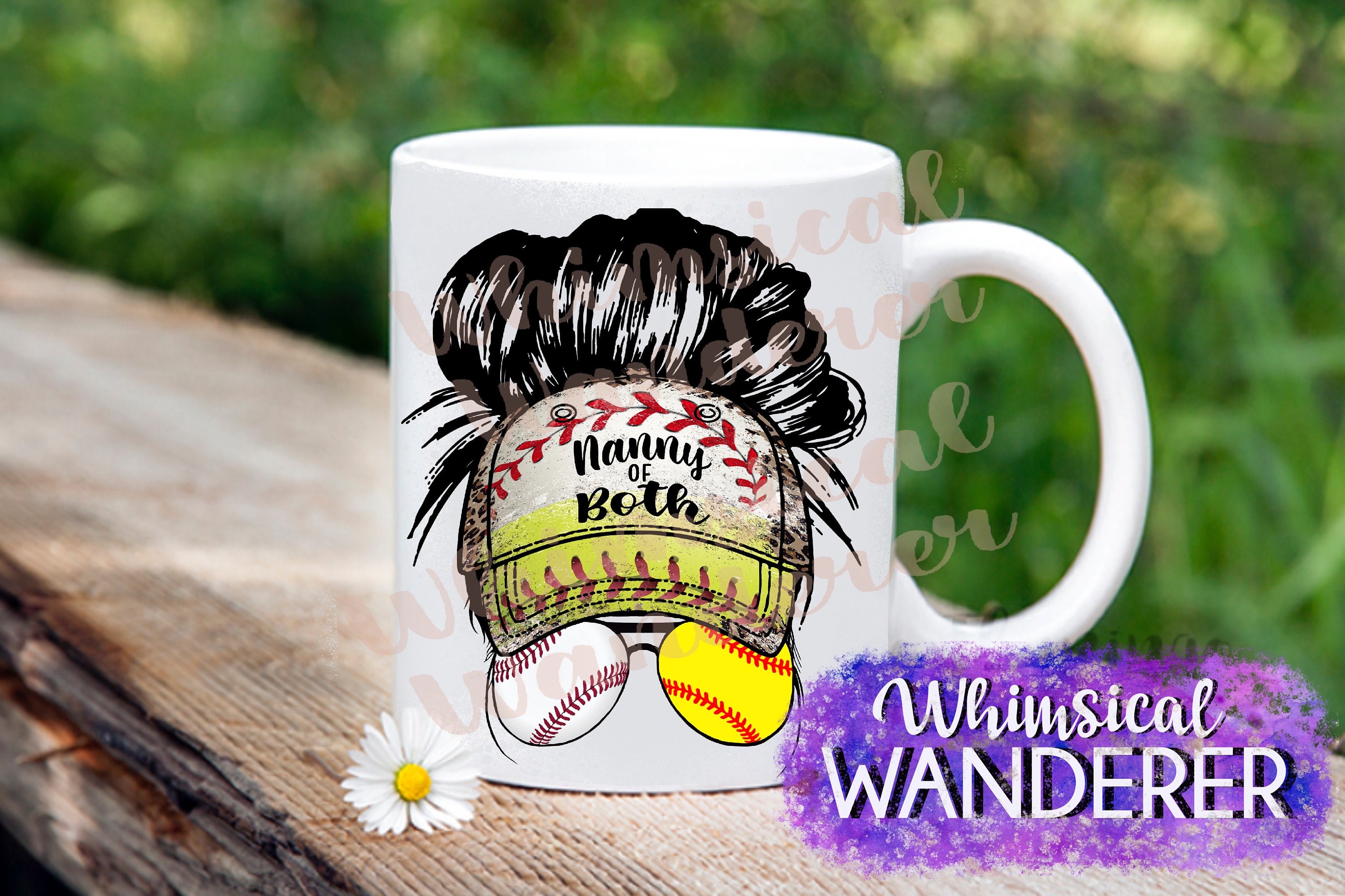 Nanny of Both Baseball Softball Sublimation | Messy Bun Baseball ...