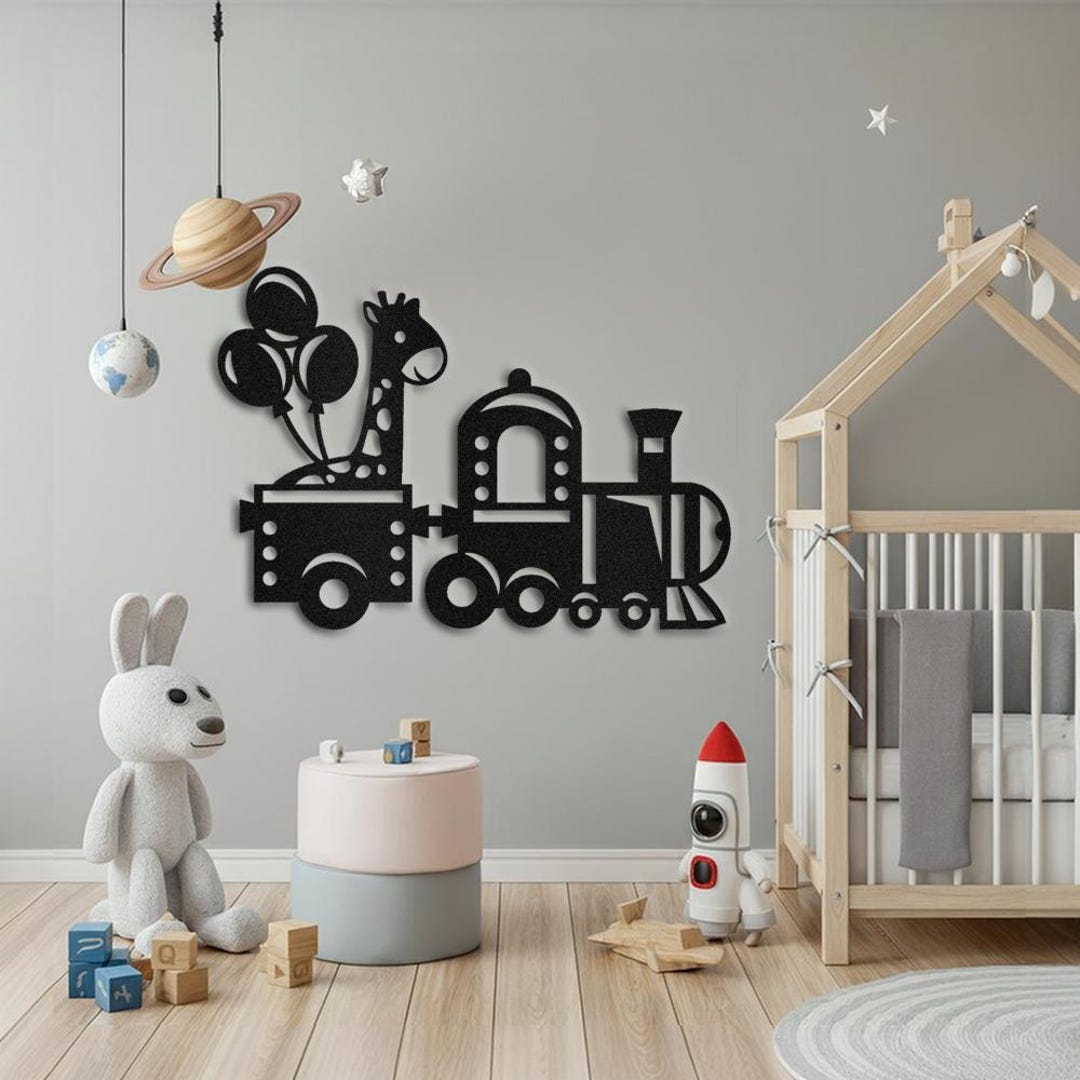 Giraffe Train Conductor Metal Wall Sign Whimsical Home Decor Unique ...