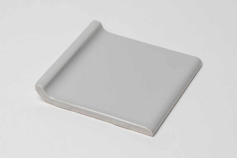 Glossy Gray Ceramic V-cap, Mud Cap, Bullnose, Quarter Round and Cove ...