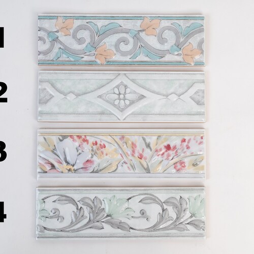 Italian Ceramic Floral Tile Border Trim 6cm X 20cm vintage - Etsy