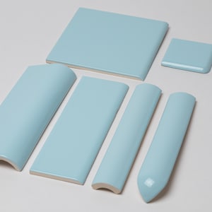 Baby Blue Ceramic Mud Cap, Bullnose, Quarter Round, Quarter Round ...