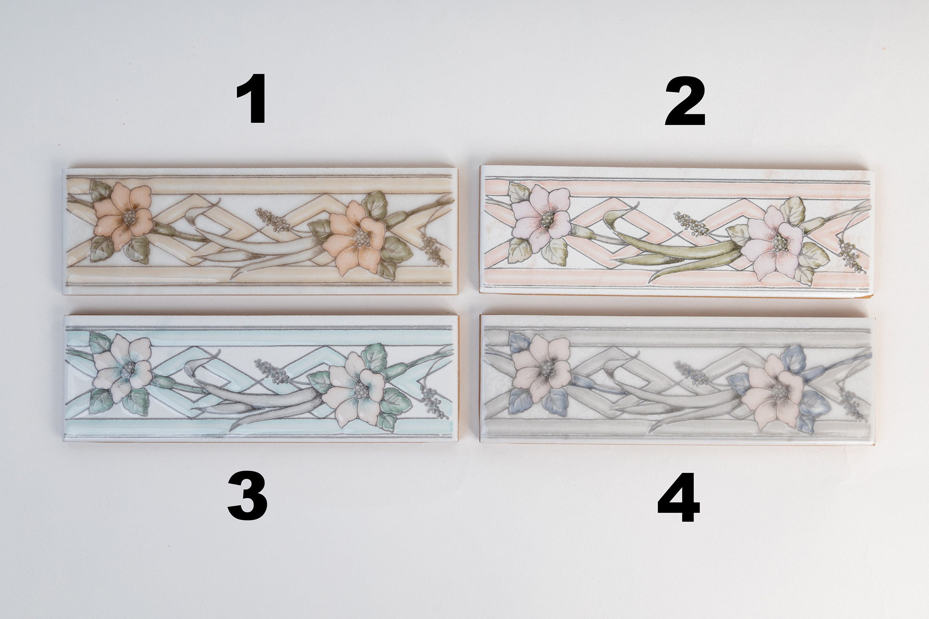 Italian Floral Tile Border Trim 2in X 6in or 5cm X 15cm (made in Italy ...