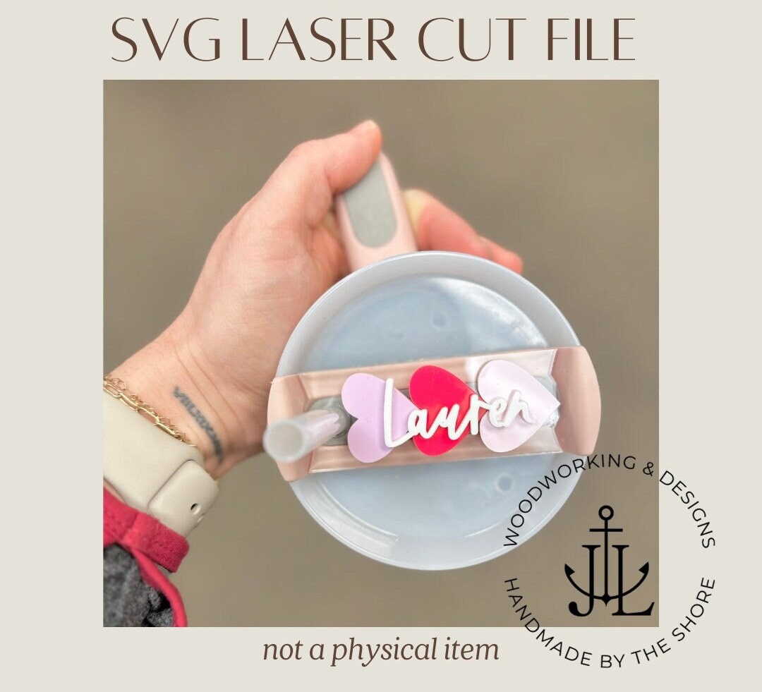Stanley Heart Topper SVG, Name Plate SVG, Valentine's Day Tumbler Laser ...