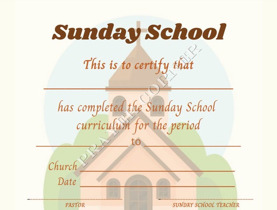 Sunday School Promotion Day Certificates Floral Sunday School
