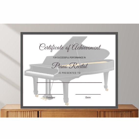 Piano Recital Award Certificates Buy Sheet Music & Piano RECITAL