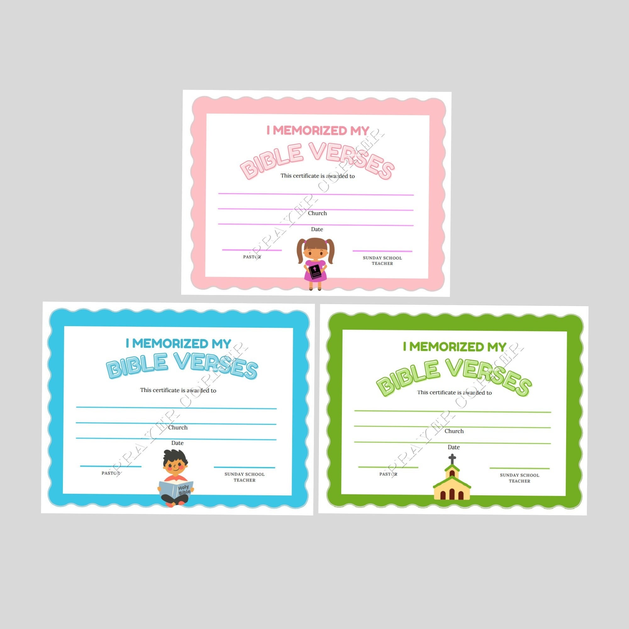 Editable Bible Verse Certificate: Sunday School Memorization (digital ...