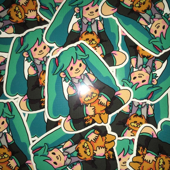 Hatsune Miku and Garfield Sticker - Etsy