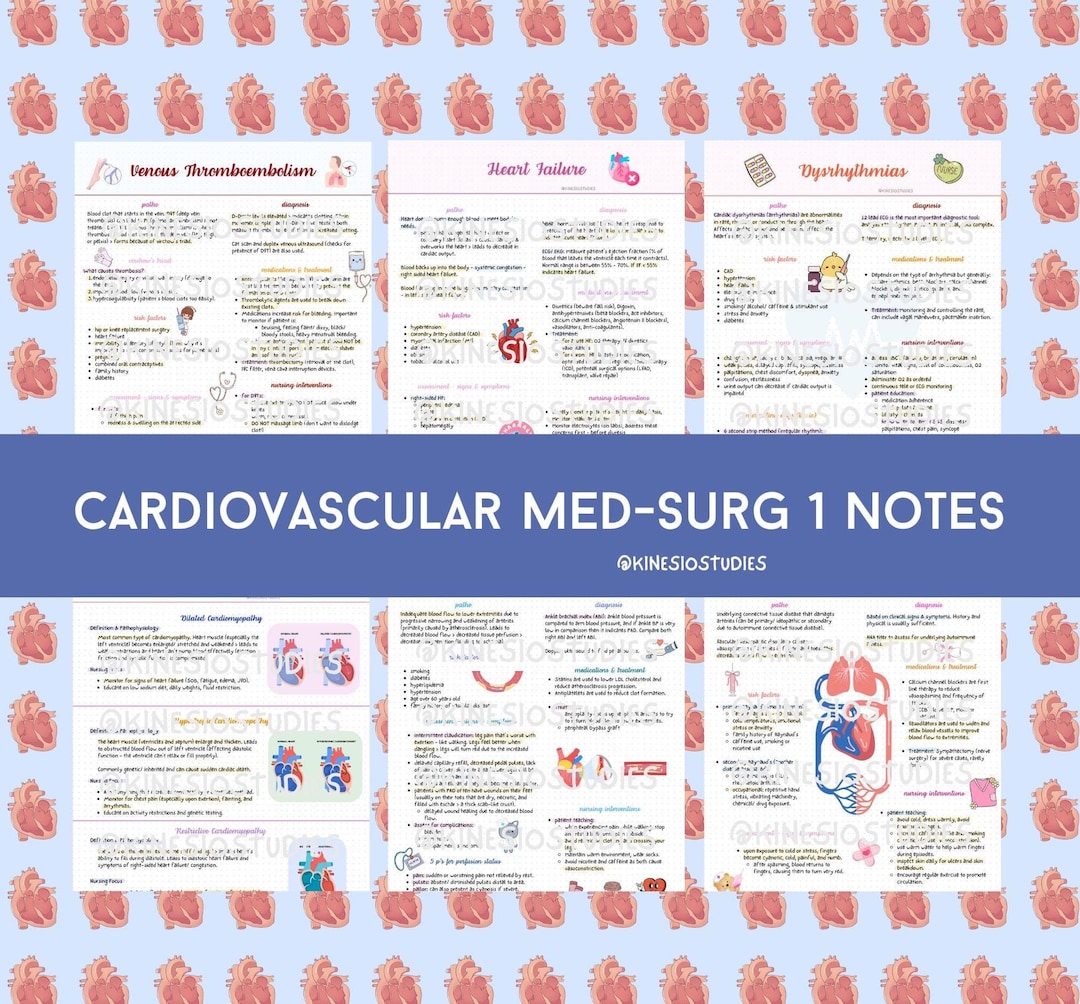 Cardiac Nursing Bundle Notes, NCLEX Notes, Med Surg 1 Notes, Cardiology ...