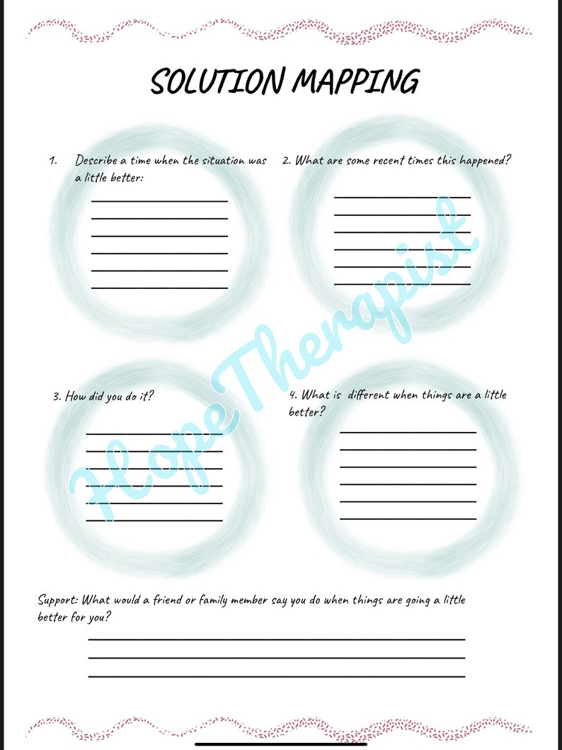 Solutions Worksheet Therapy Worksheet Mental Health - Etsy