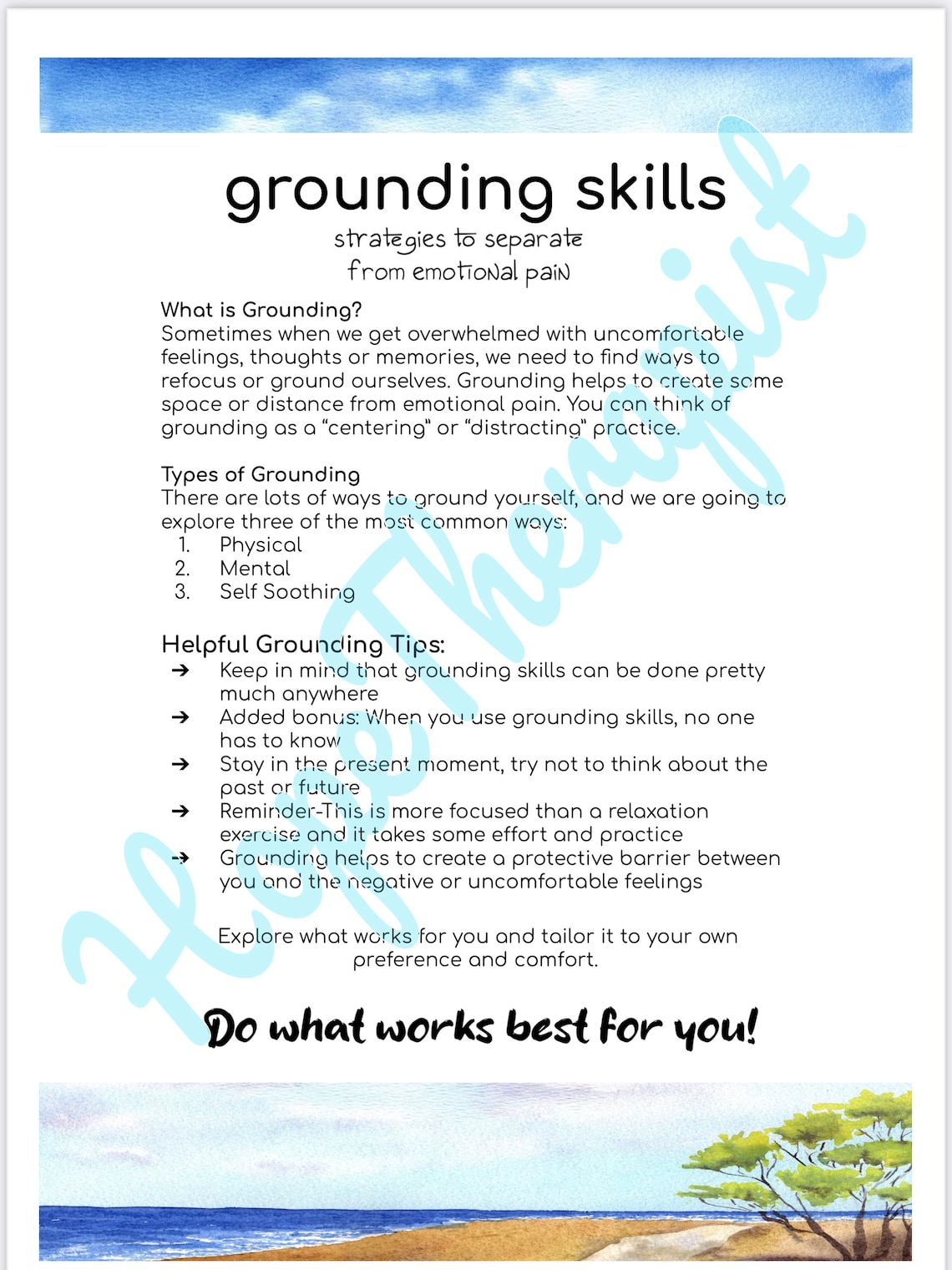 Therapy Worksheets Grounding Skills Mental Health Worksheets - Etsy