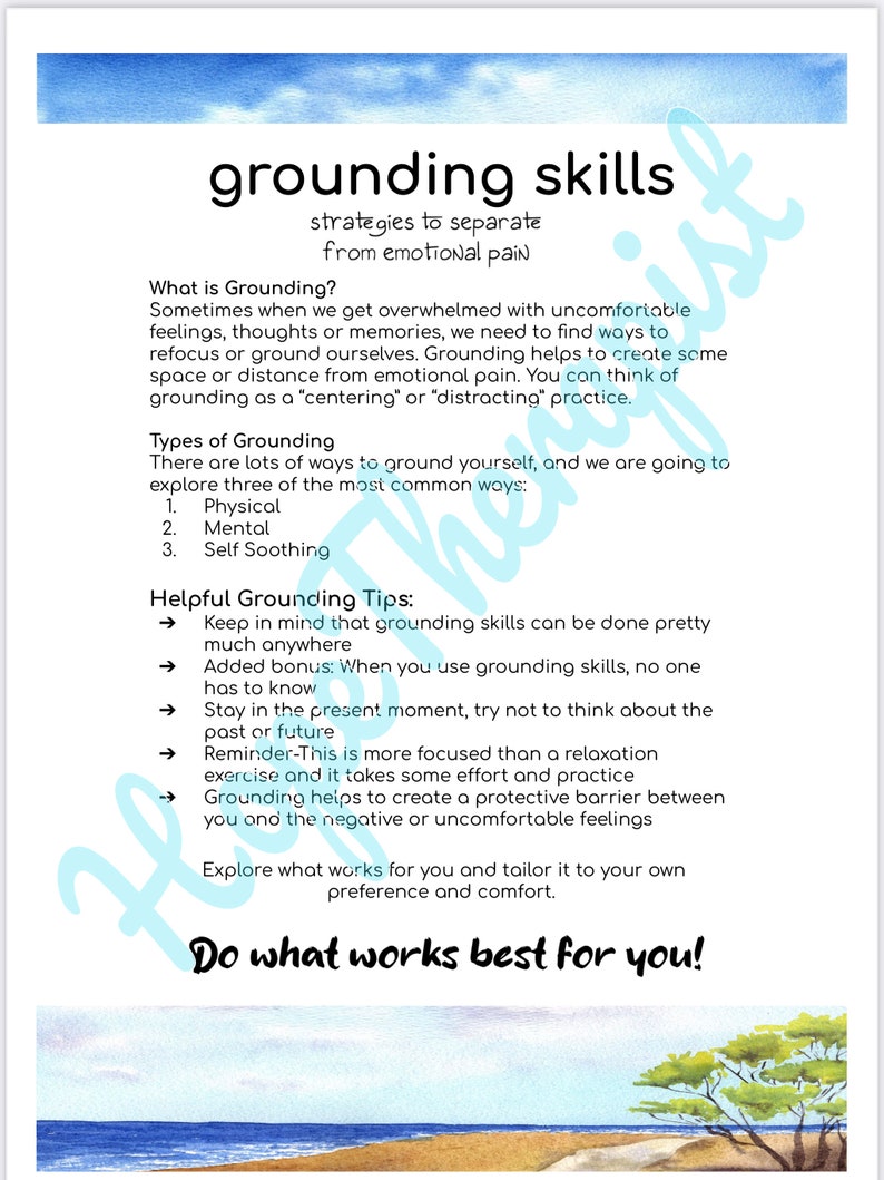 Therapy Worksheets Grounding Skills Mental Health Worksheets - Etsy