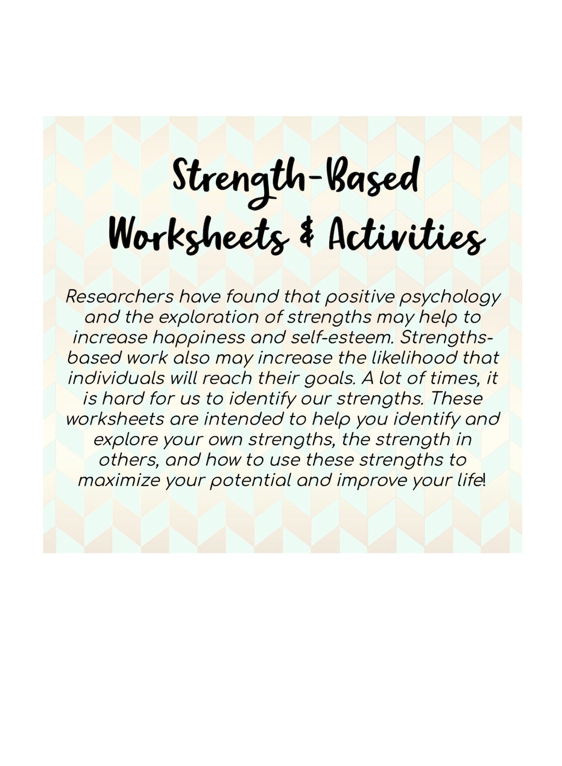 Strength-based Worksheets Therapy Worksheet Mental Health - Etsy