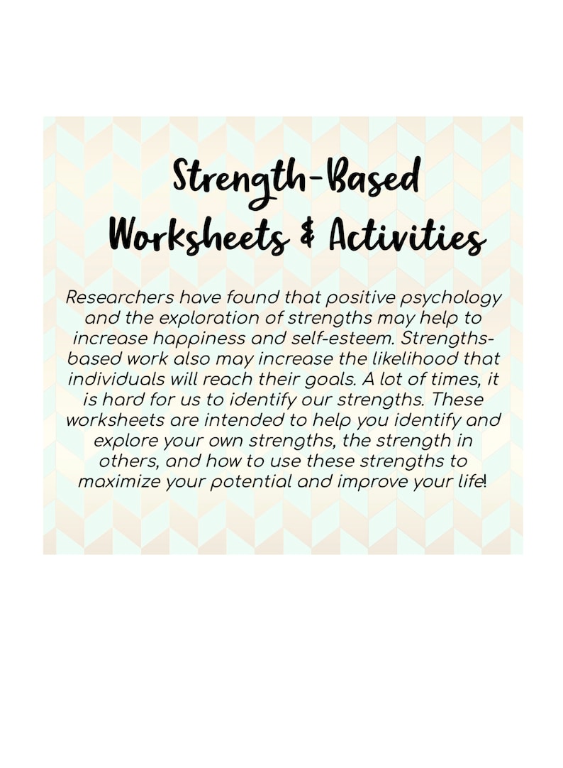 Strength-based Worksheets Therapy Worksheet Mental Health - Etsy