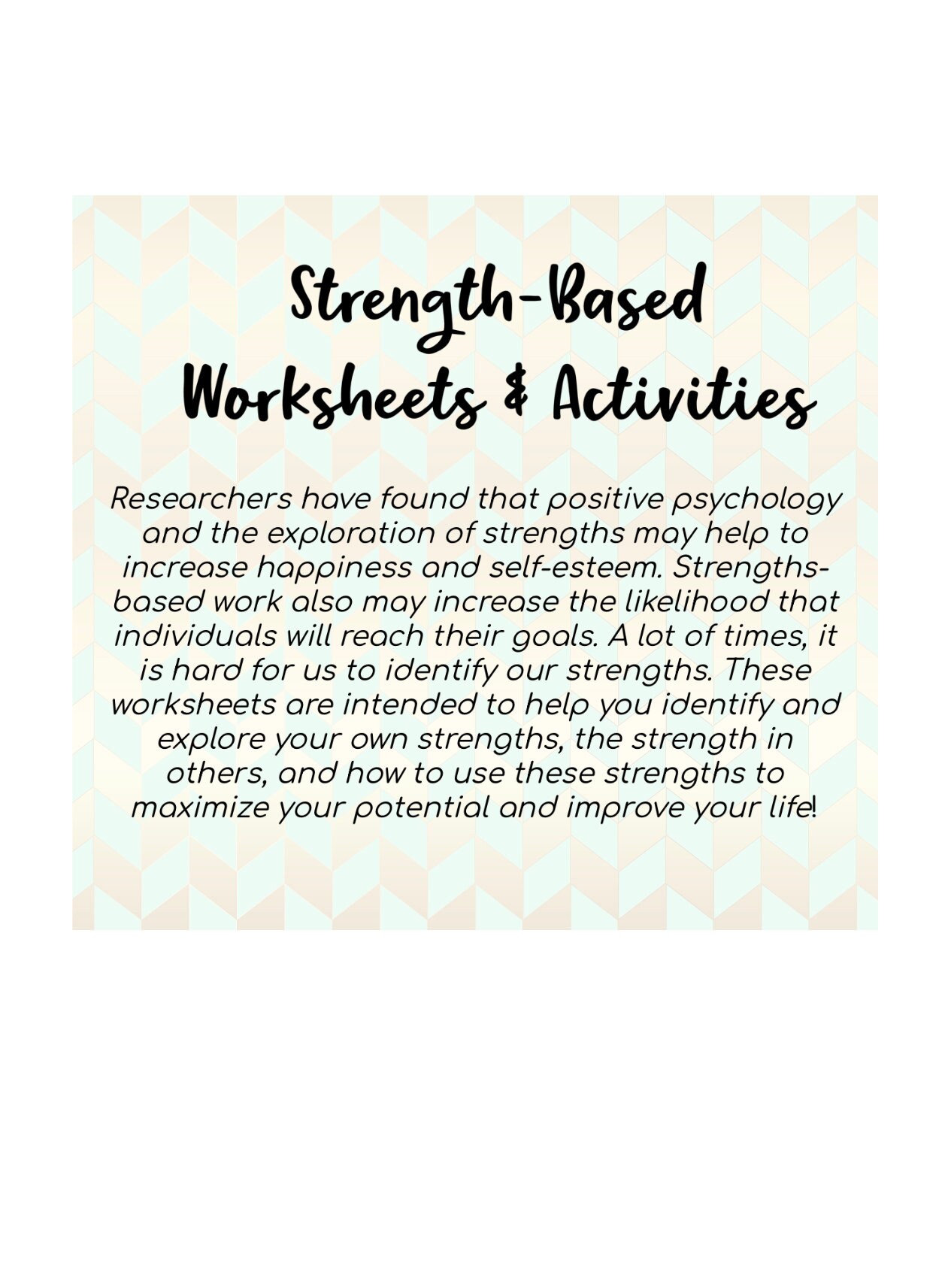 Strength-based Worksheets Therapy Worksheet Mental Health - Etsy