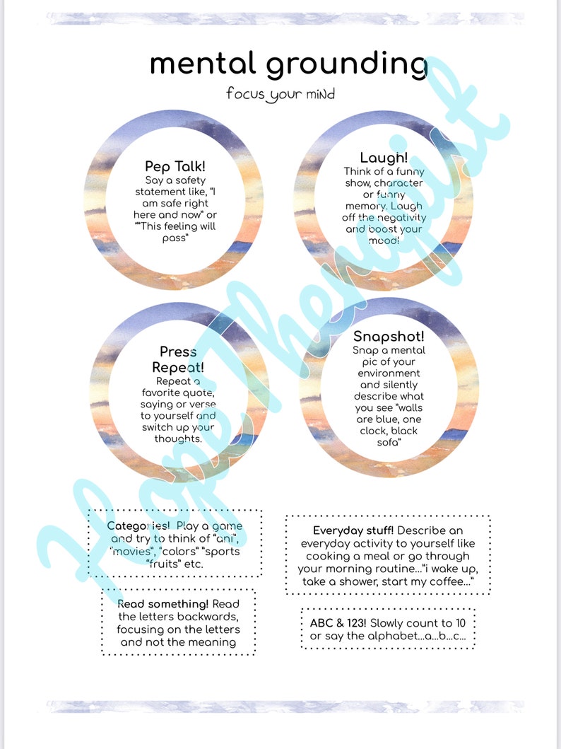 Therapy Worksheets Grounding Skills Mental Health Worksheets - Etsy