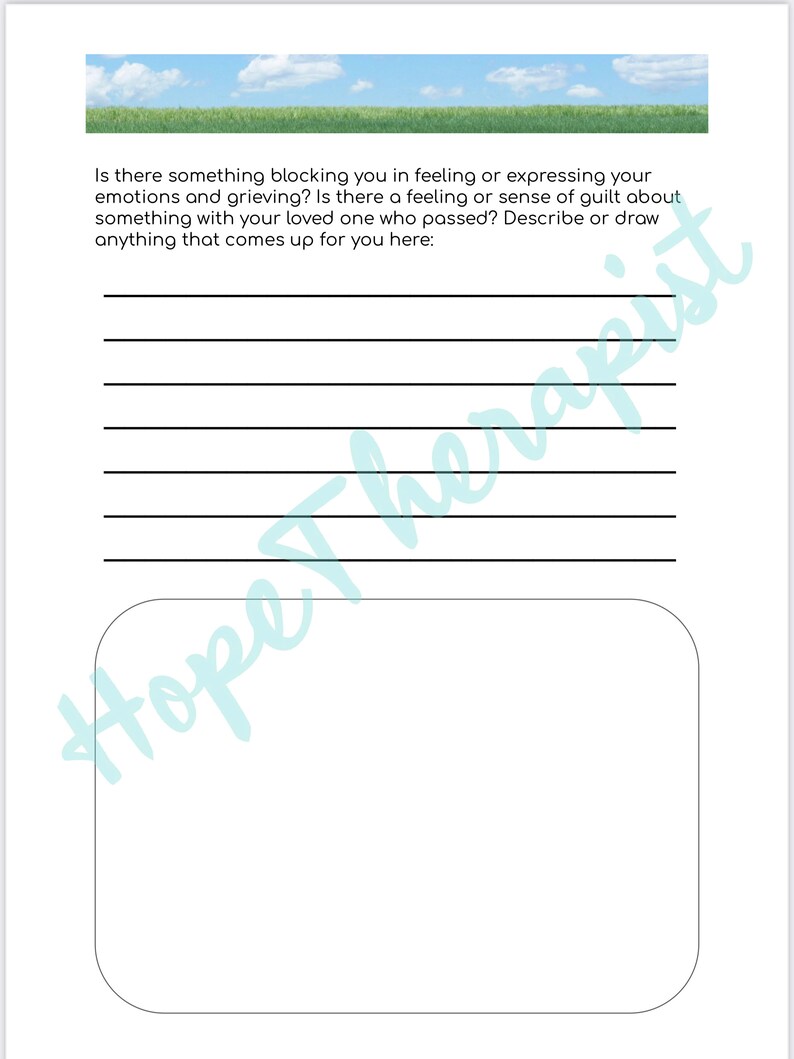 Therapy Worksheets, Grief Worksheet, Mental Health Worksheet ...