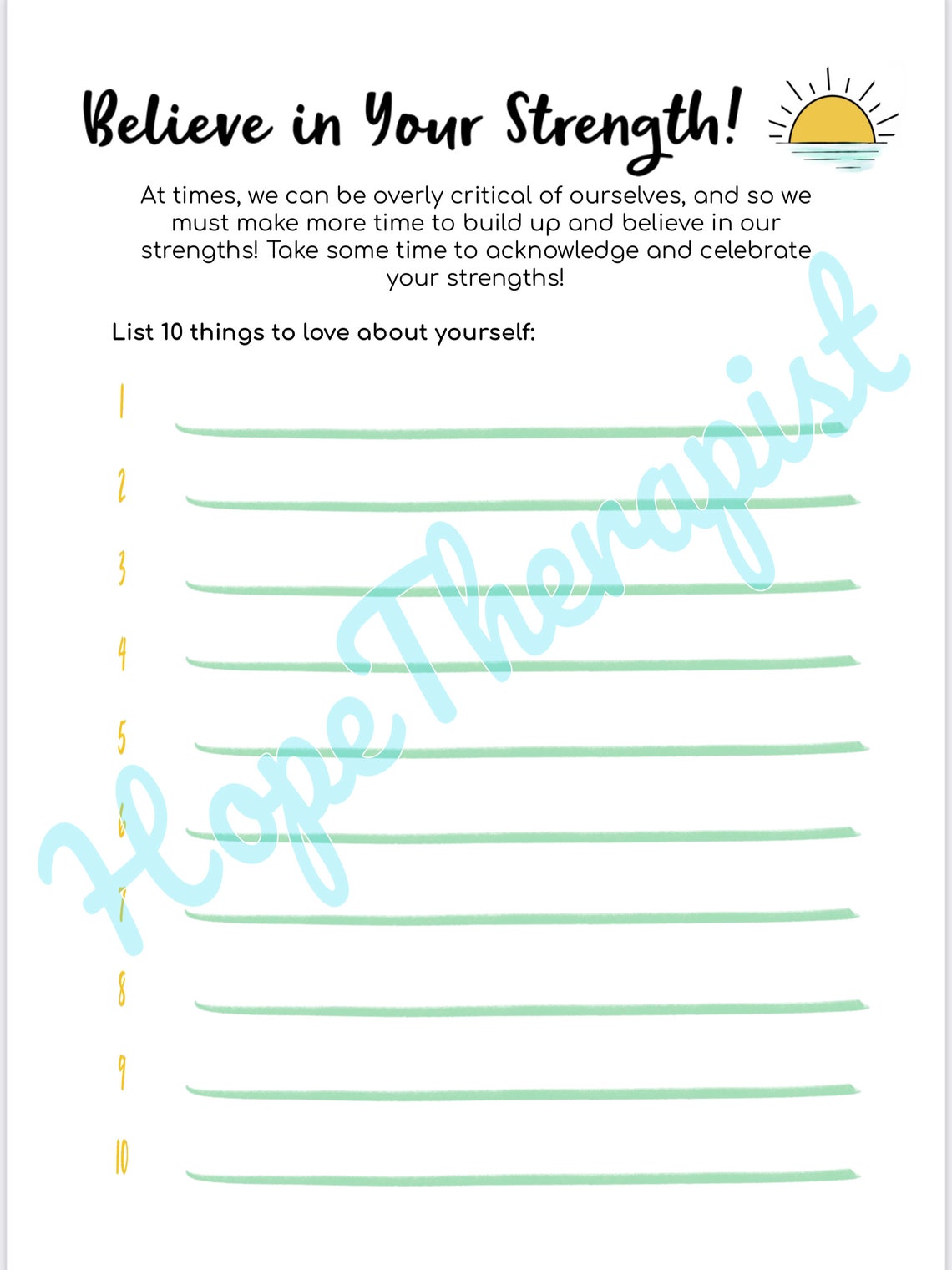 Strength-based Worksheets Therapy Worksheet Mental Health - Etsy
