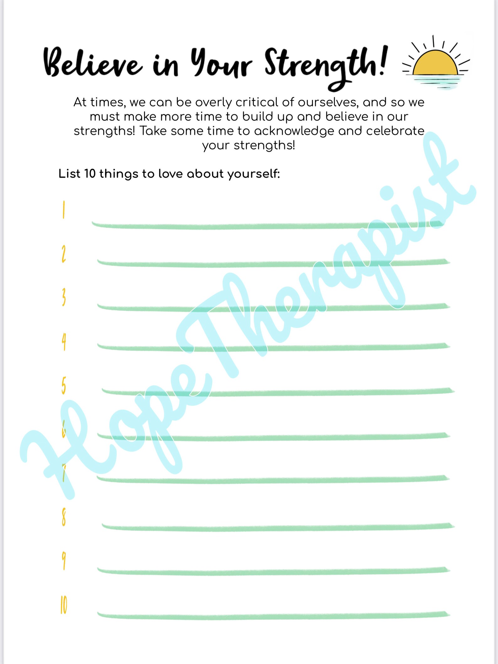 Strength-based Worksheets Therapy Worksheet Mental Health - Etsy