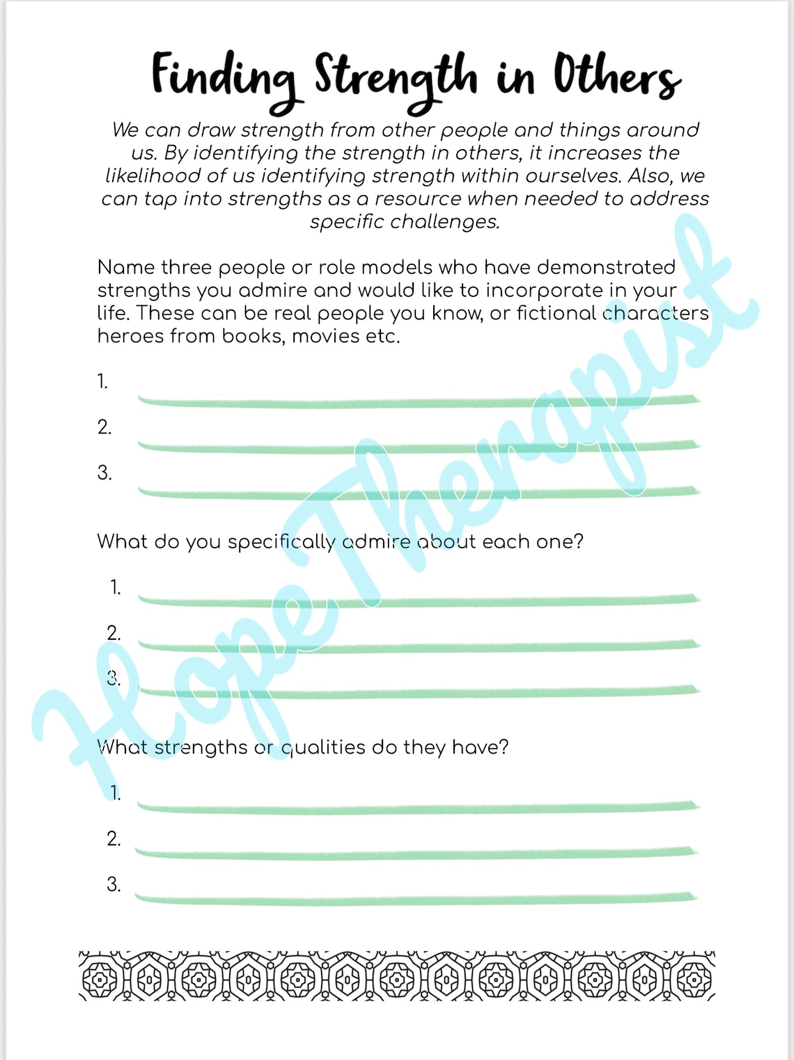 Strength-based Worksheets Therapy Worksheet Mental Health - Etsy