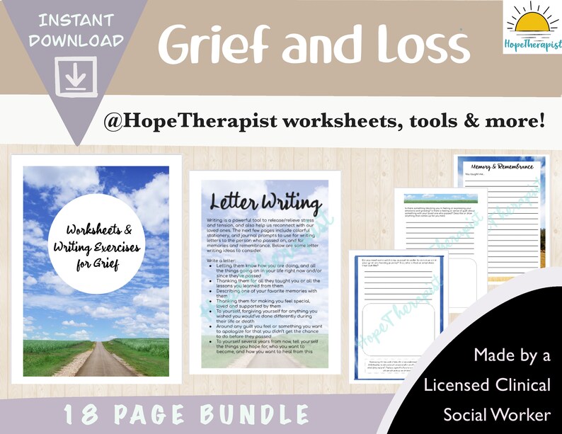 Therapy Worksheets Grief Worksheet Mental Health Worksheet - Etsy