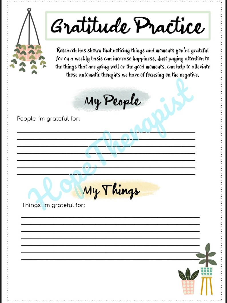 Therapy Worksheets, Gratitude Practice, Counseling Worksheet, Download ...