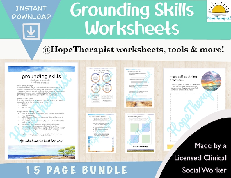 Therapy Worksheets Grounding Skills Mental Health Worksheets - Etsy