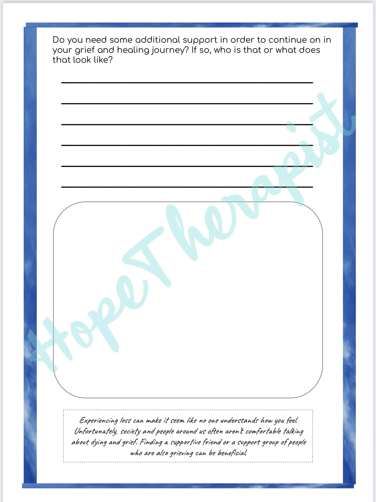 Therapy Worksheets, Grief Worksheet, Mental Health Worksheet ...
