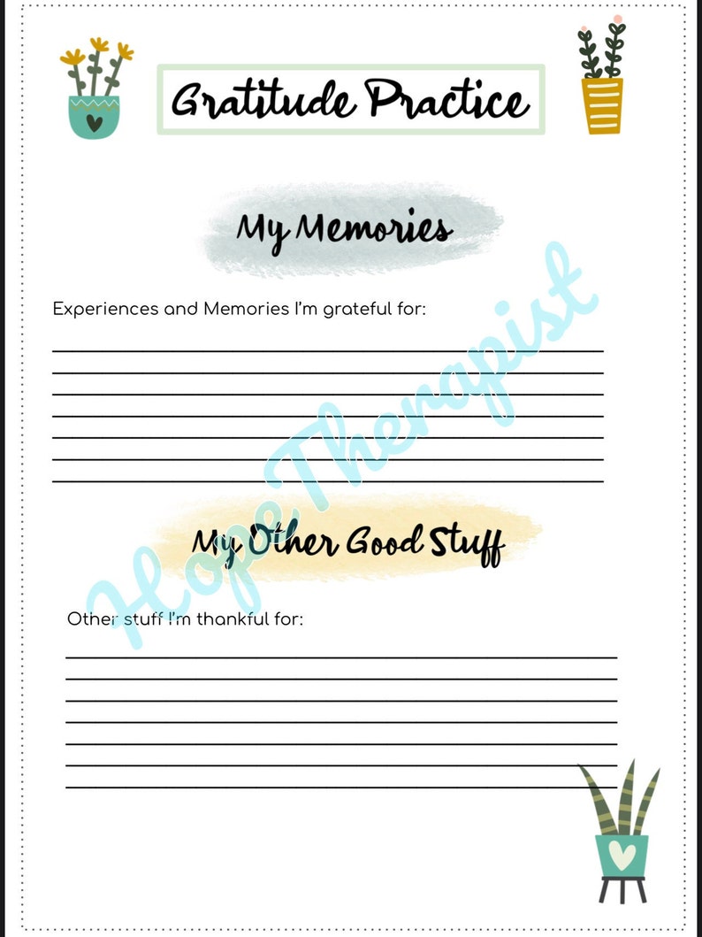Therapy Worksheets, Gratitude Practice, Counseling Worksheet, Download ...