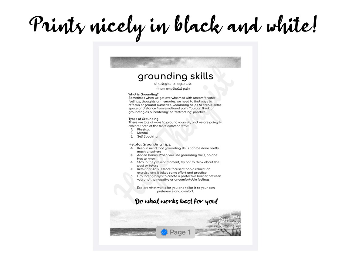 Therapy Worksheets Grounding Skills Mental Health Worksheets - Etsy
