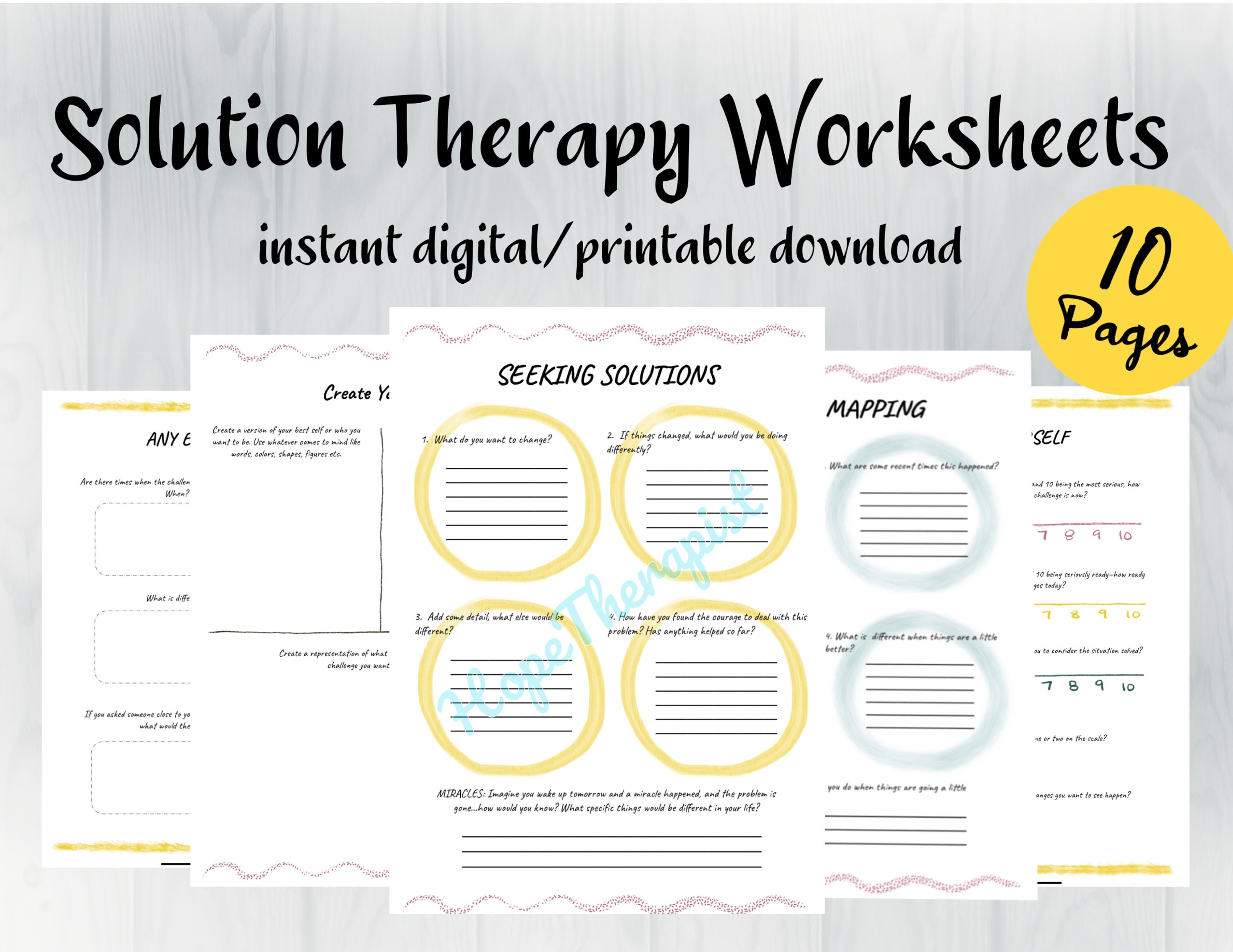 Solutions Worksheet, Therapy Worksheet, Mental Health Worksheet ...