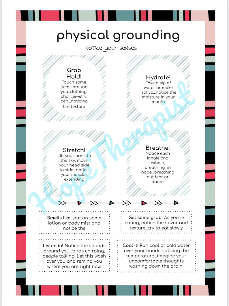 Therapy Worksheets Grounding Skills Mental Health Worksheets | Etsy