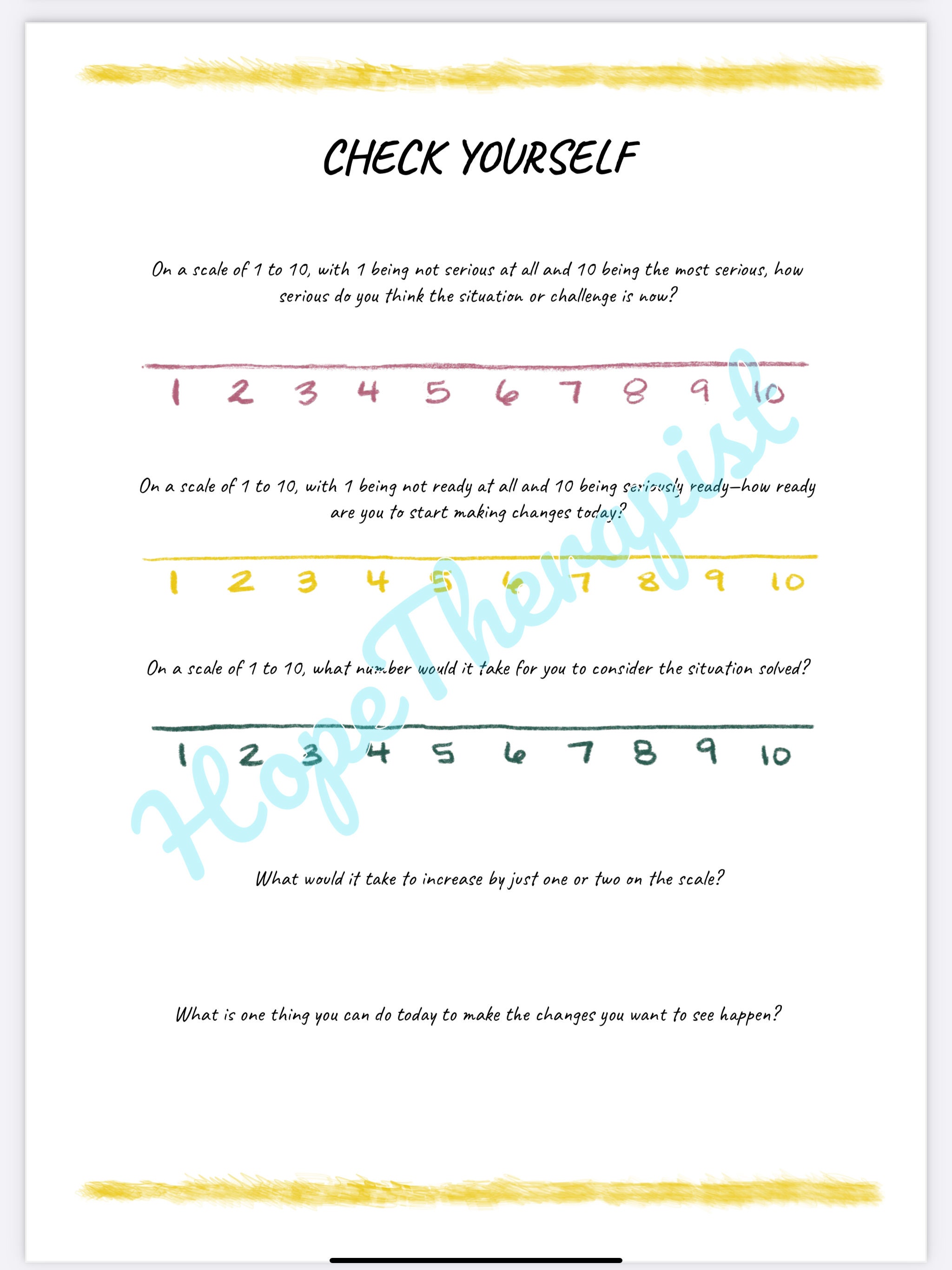 Solutions Worksheet, Therapy Worksheet, Mental Health Worksheet ...