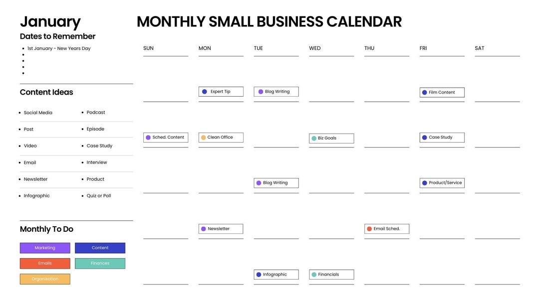 Small Business Calendar - Etsy