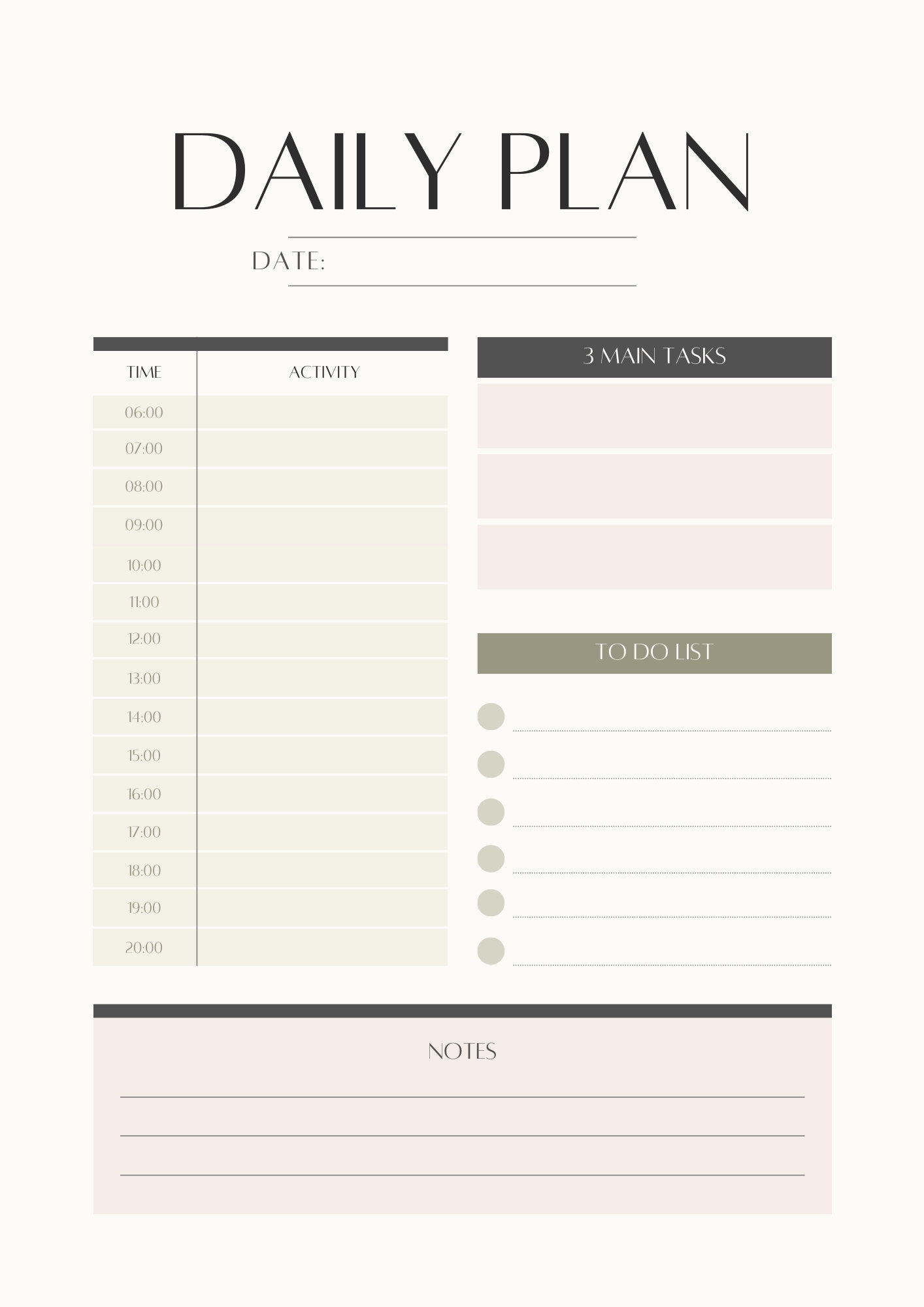 Daily Task Planner Template - Etsy
