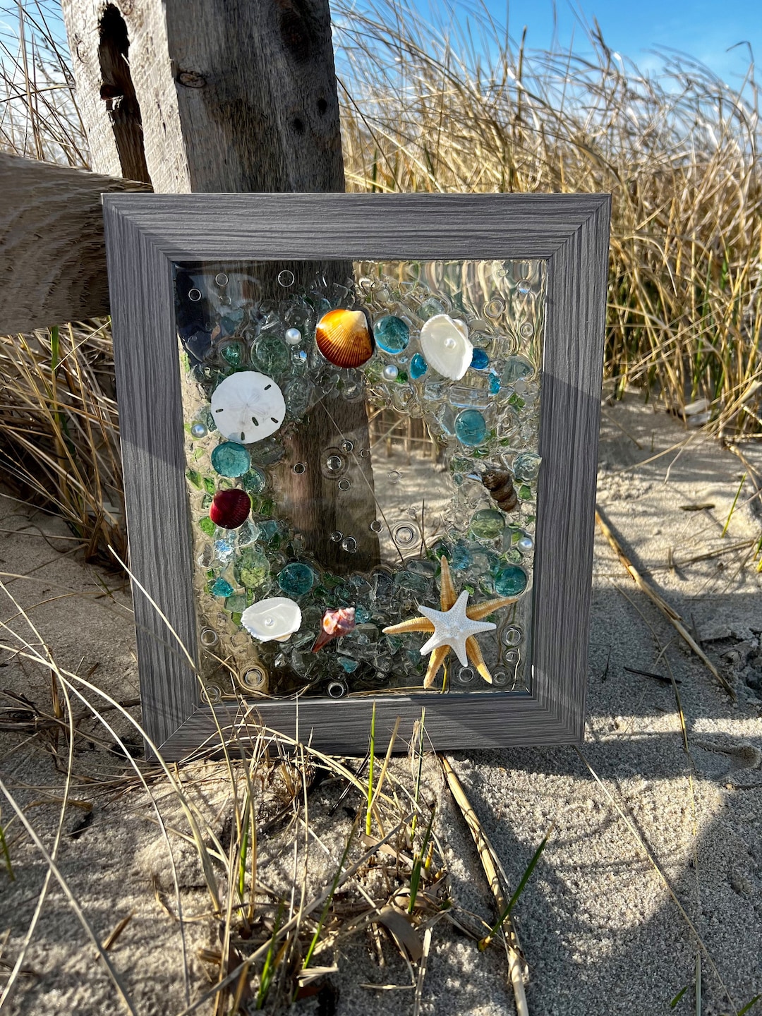Beach Decor, Sea Glass Art, Housewarming Gift, Bathroom Art, Mother's ...