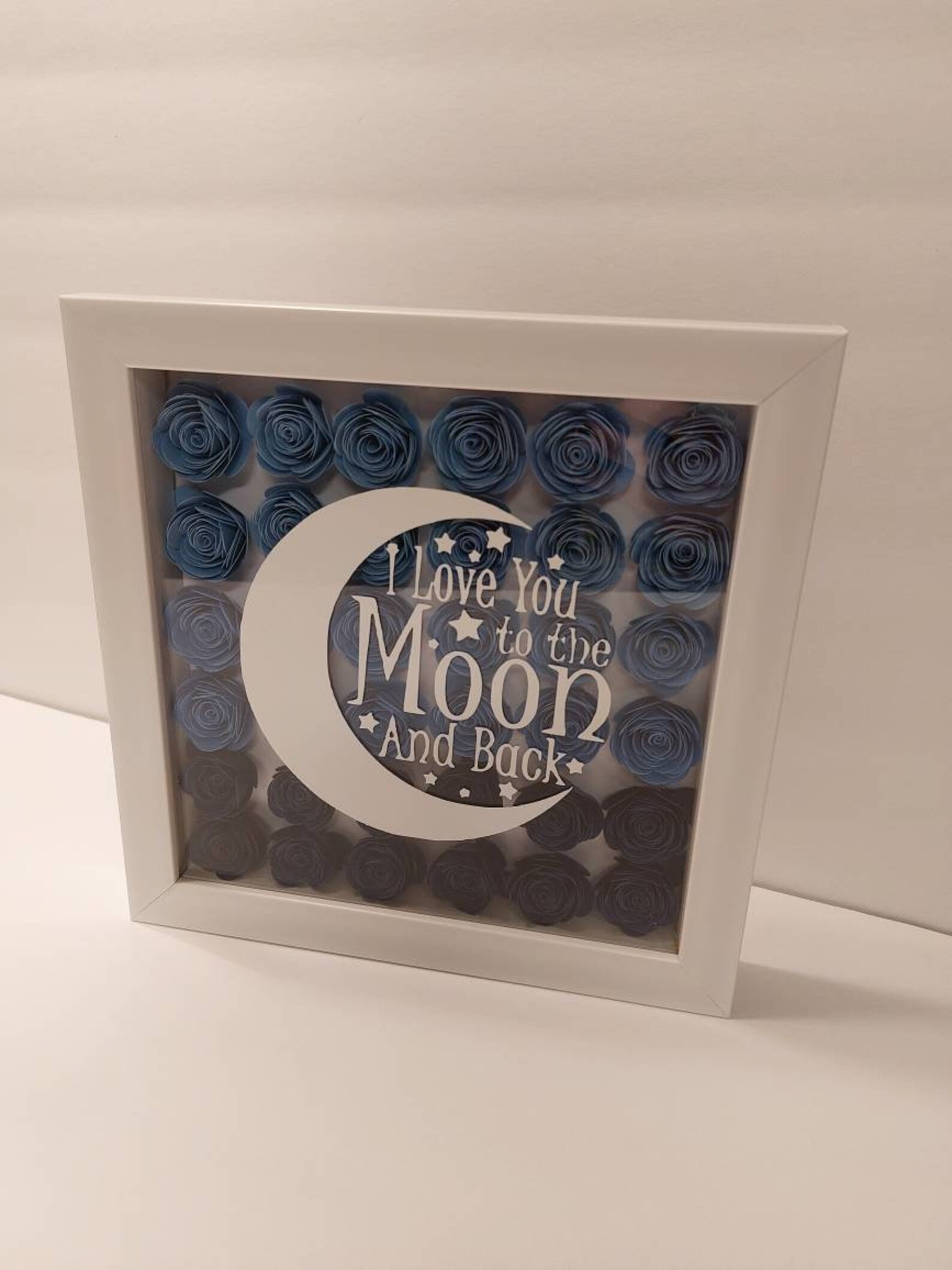 Floral Shadow Box Love You to the Moon and Back Paper - Etsy