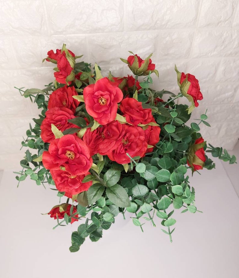 Red Rose Centerpiece Farmhouse Decor Metal Pitcher Modern - Etsy