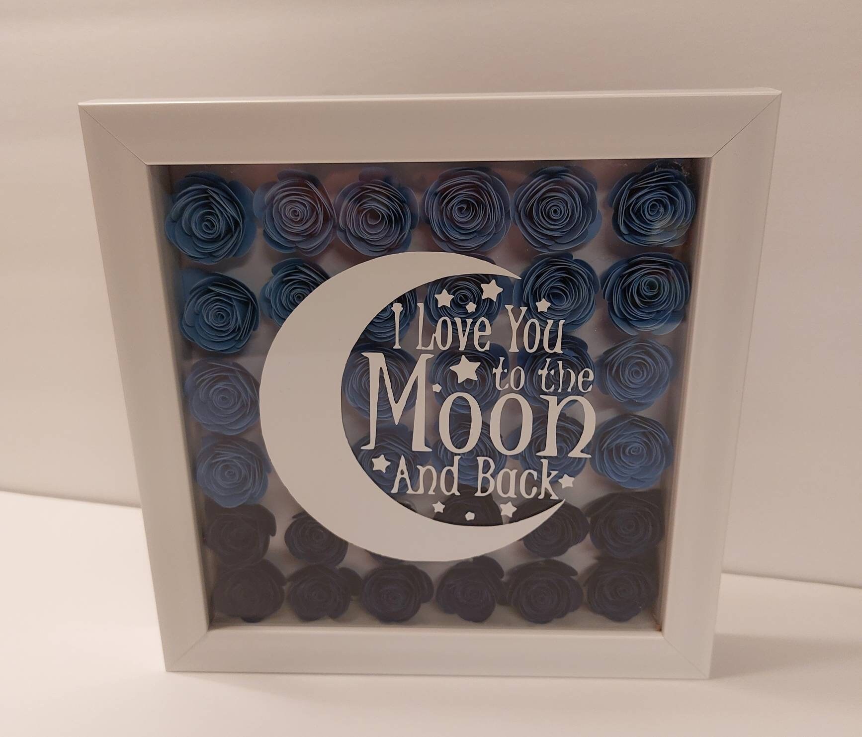 Floral Shadow Box Love You to the Moon and Back Paper - Etsy