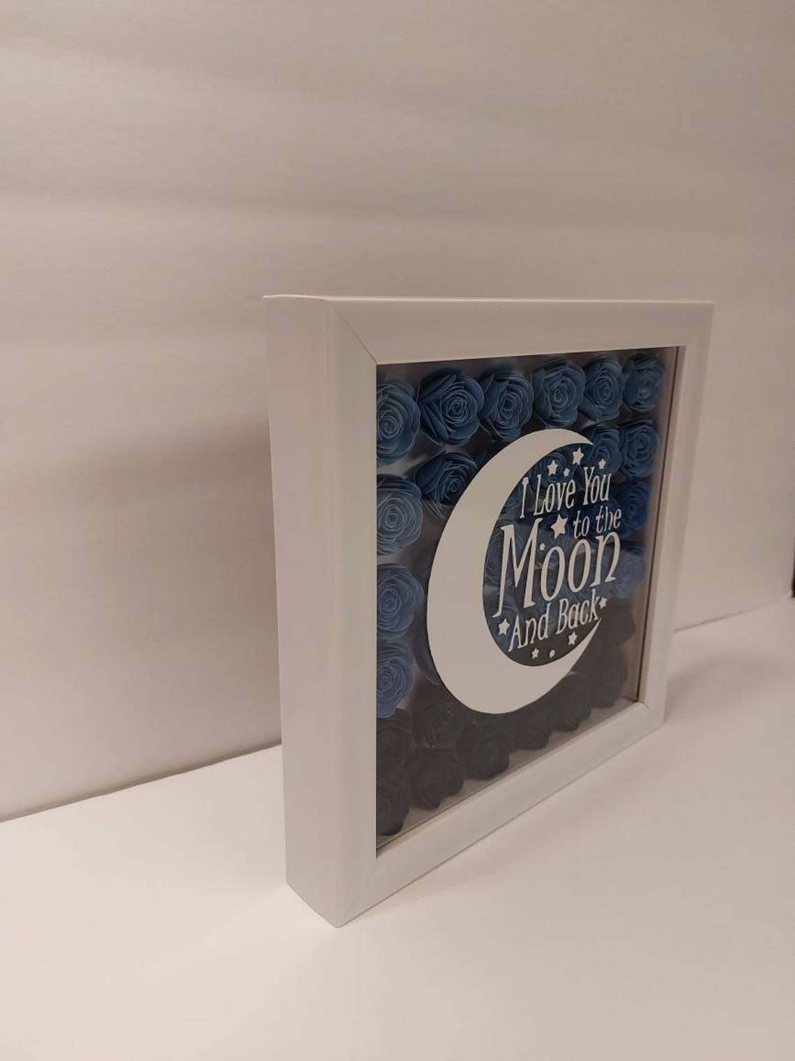 Floral Shadow Box Love You to the Moon and Back Paper - Etsy