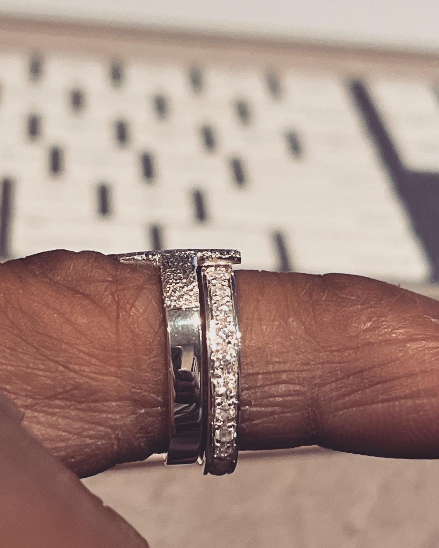 Textured Cross Ring With Matching Eternity Band - Etsy