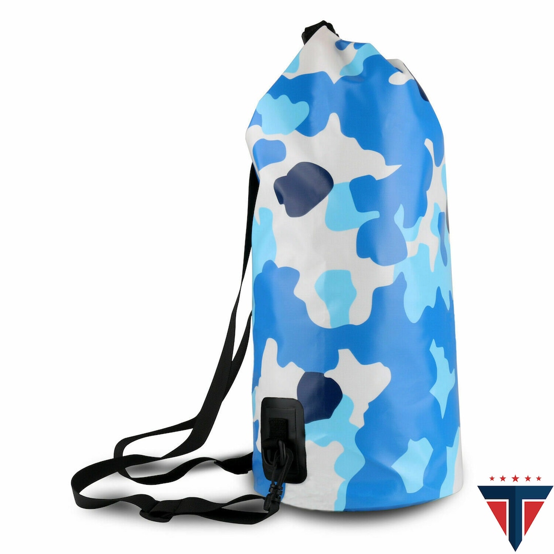 Waterproof Dry Bag - Blue Camo - Storage Dry Bags - Kayaking, Fishing ...