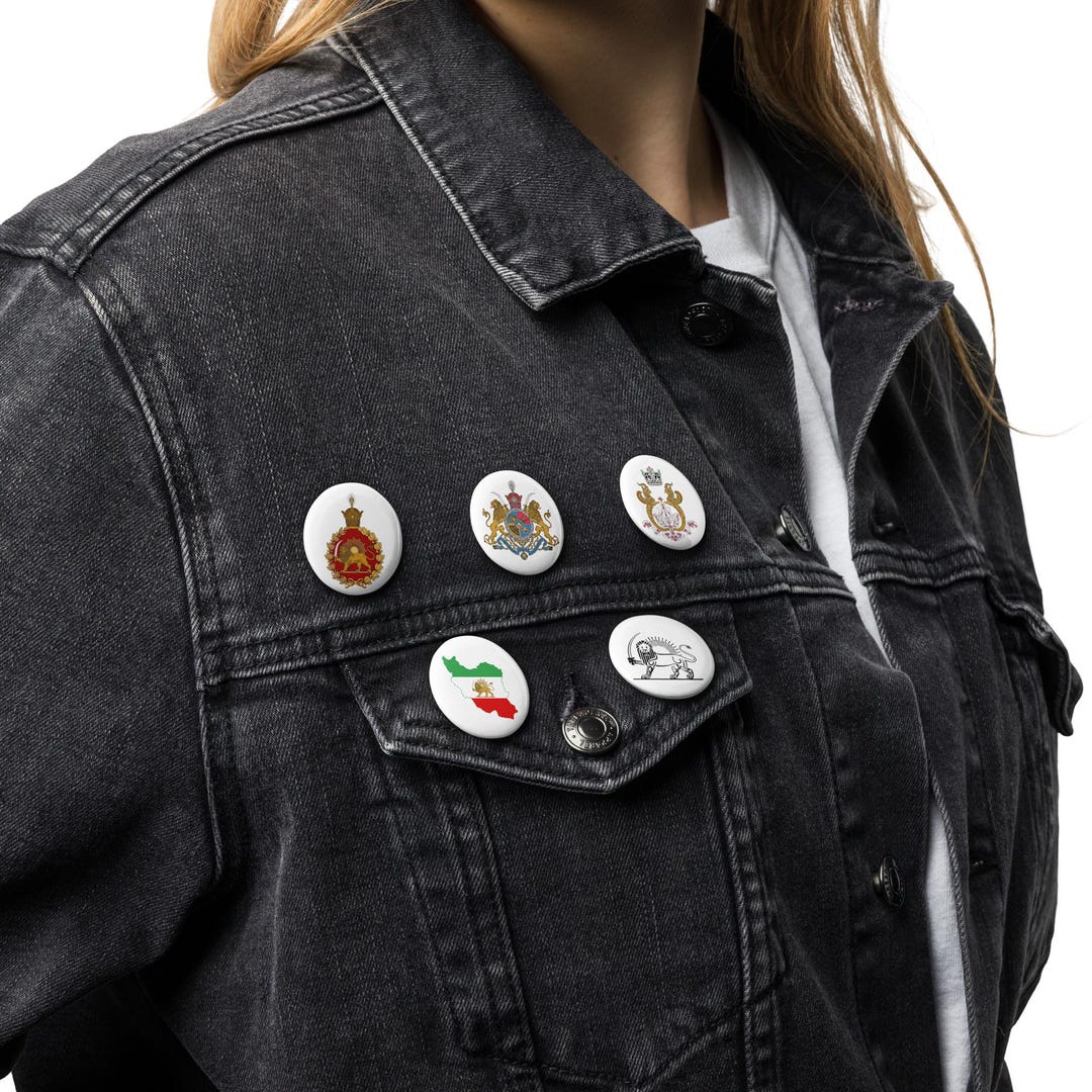 Imperial Iranian Heritage — Lion & Crown Pin Button Set (5-pack) - Etsy